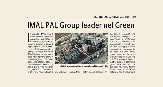 MAL-PAL Group sul quotidiano Il Sole 24 Ore, Settembre 2021 - Imalpal Group